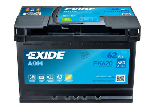 Exide EK620 AGM käynnistysakku 12V 62Ah 680A -/+ - Adita verkkokauppa