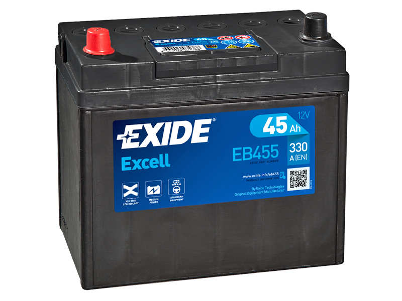 Exide EB455 Excell käynnistysakku 12V 45Ah 330A +/- - Adita verkkokauppa