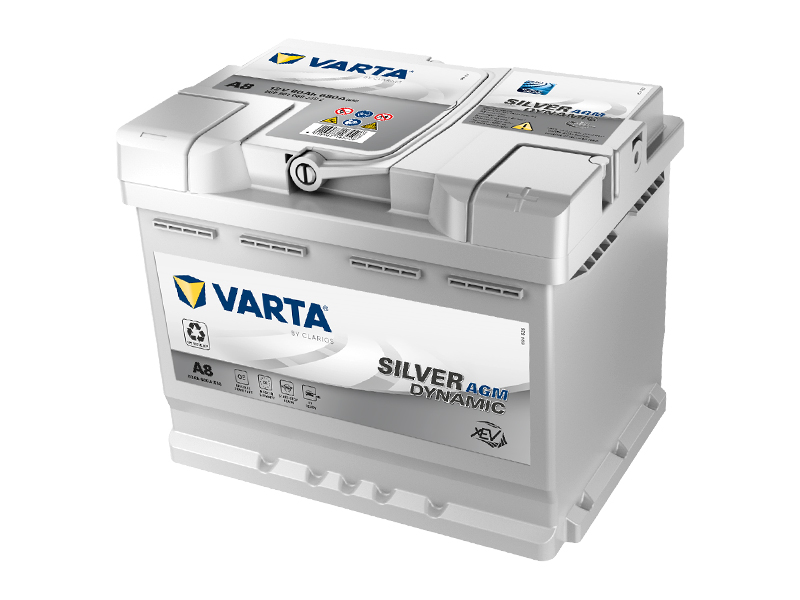 Varta A8 Silver Dynamic AGM xEV käynnistysakku 12V 60Ah 680A -/+ - Adita verkkokauppa