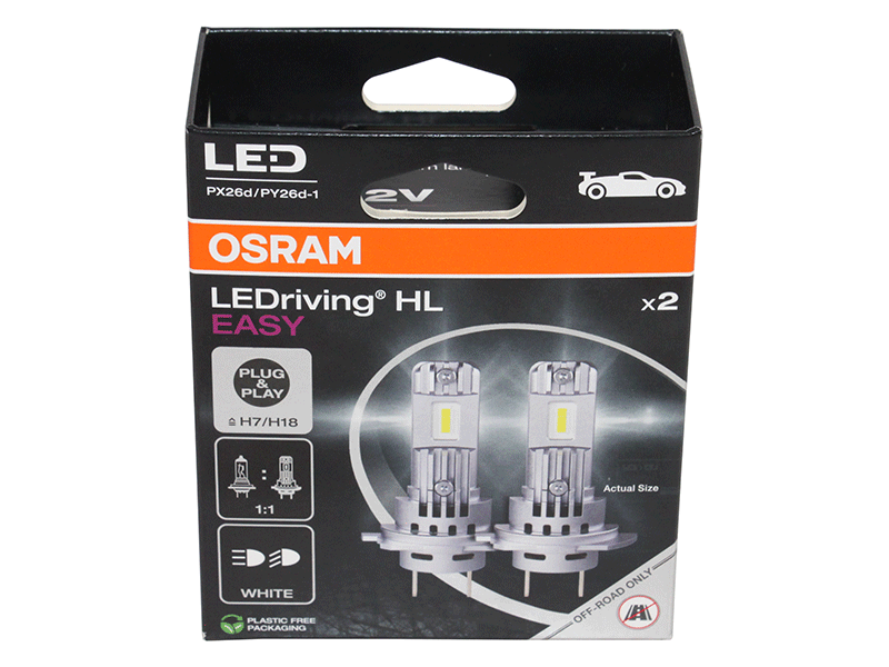 Osram LEDriving HL EASY 12V H7/H18 led-polttimopari 2kpl 6500K - Adita verkkokauppa